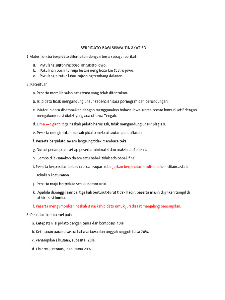 Lomba Berpidato, Mendongeng, dan Menulis SD | PDF