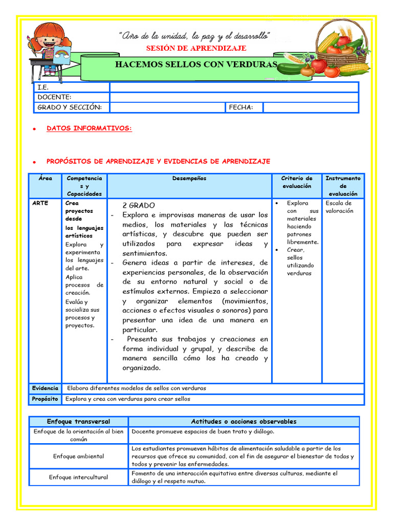 2º E8 Sesion D5 Arte Sellos Con Verduras | PDF | Aprendizaje | Evaluación 2º E8 Sesion D5 Arte Sellos Con Verduras | PDF | Aprendizaje | Evaluación