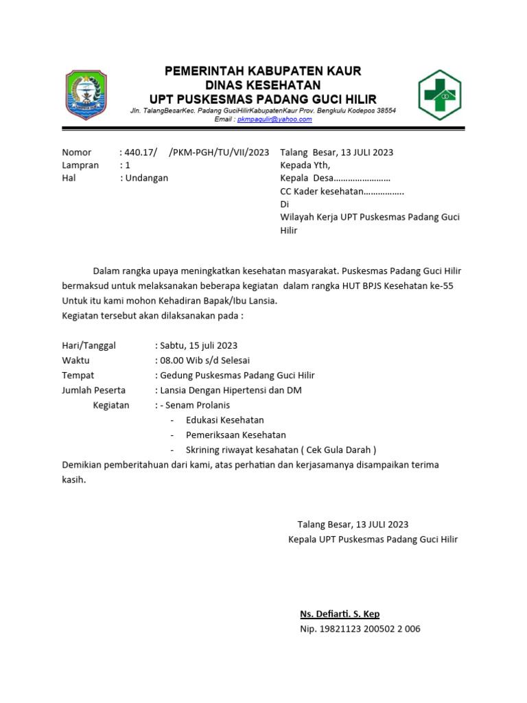 Undangan Senam Prolanis | PDF