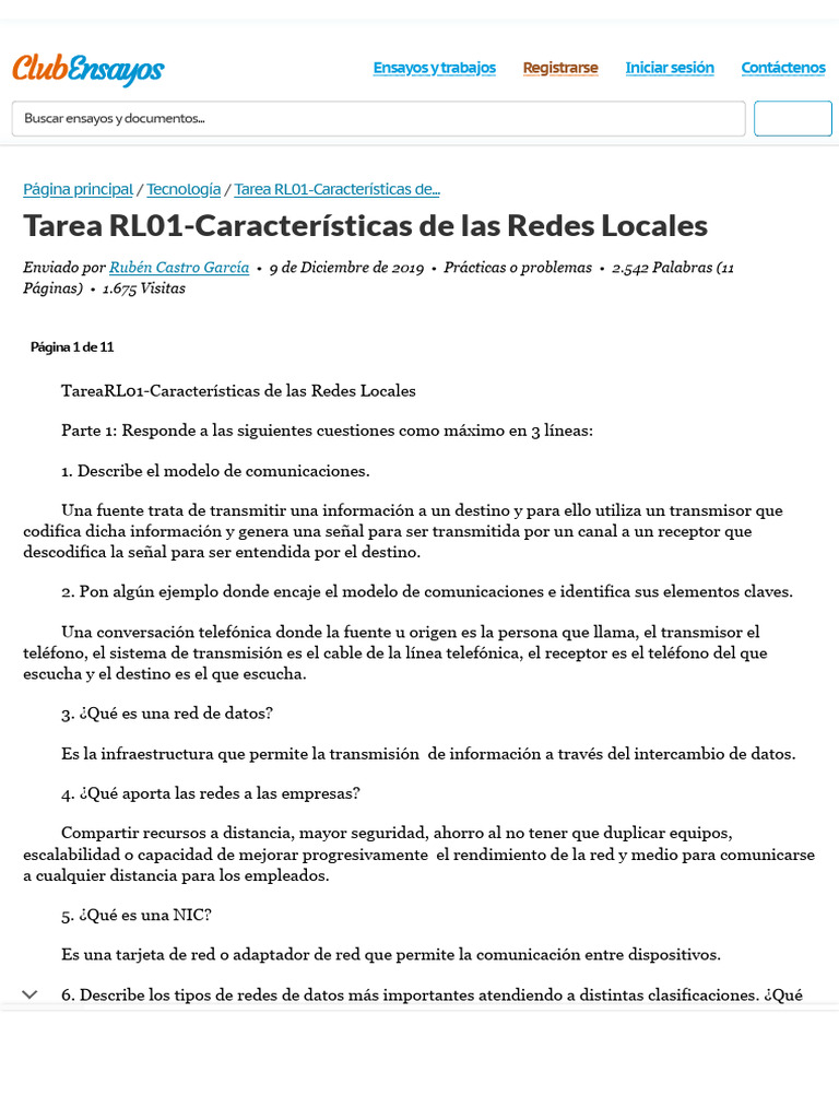 Tarea RL01-Características de Las Redes Locales - Prácticas o Problemas - Rubén Castro García ...