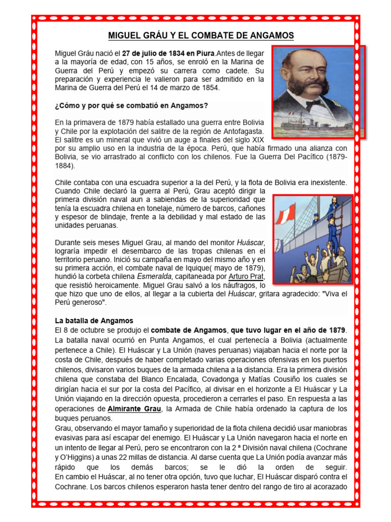 Miguel Grau y el Combate de Angamos | PDF | Operaciones militares | Buques