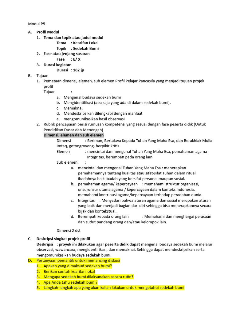 Rancangan Modul P5 | PDF | Karier & Perkembangan | Sains & Matematika