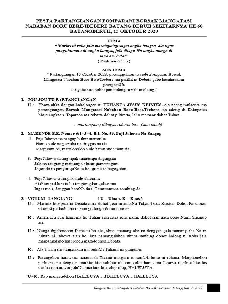Pesta Partangiangan Nababan 2023 | PDF | Kajian Bahasa Asing | Agama ...