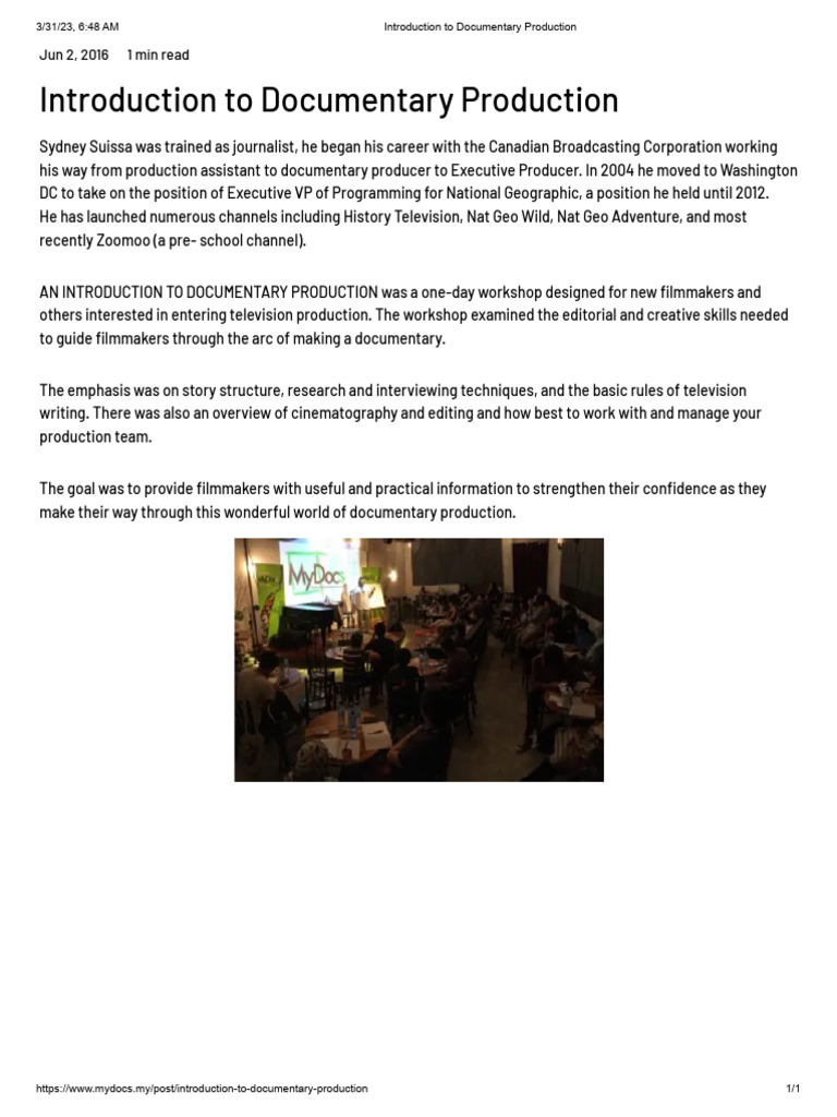 Introduction To Documentary Production | PDF