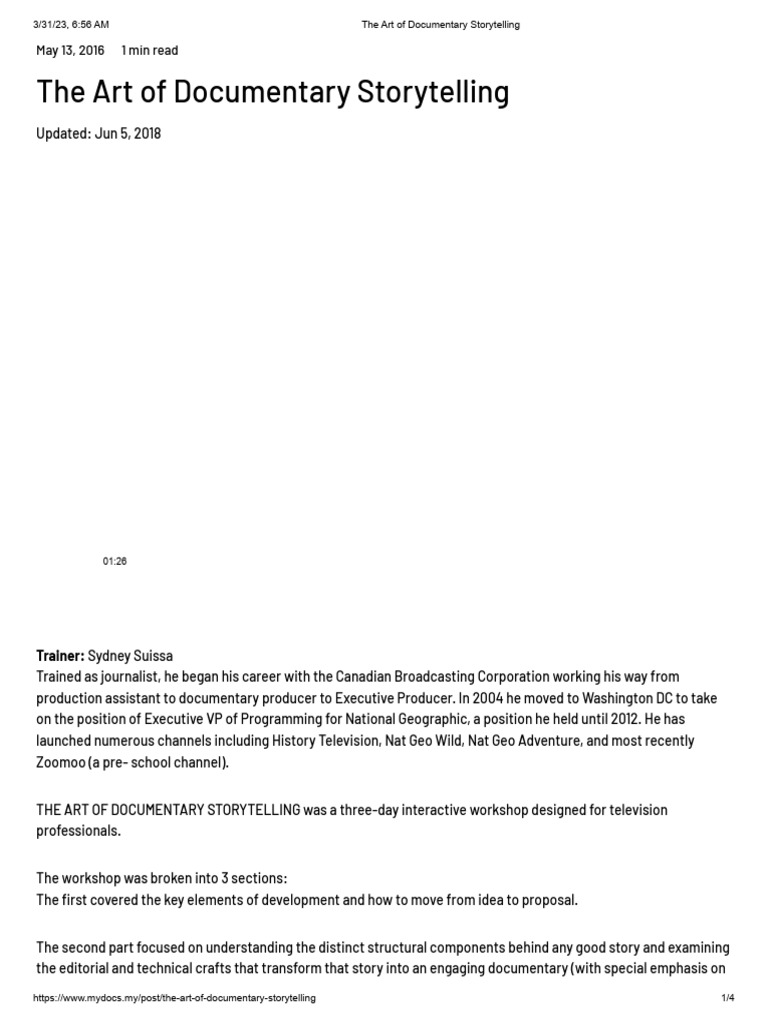 The Art Of Documentary Storytelling Pdf