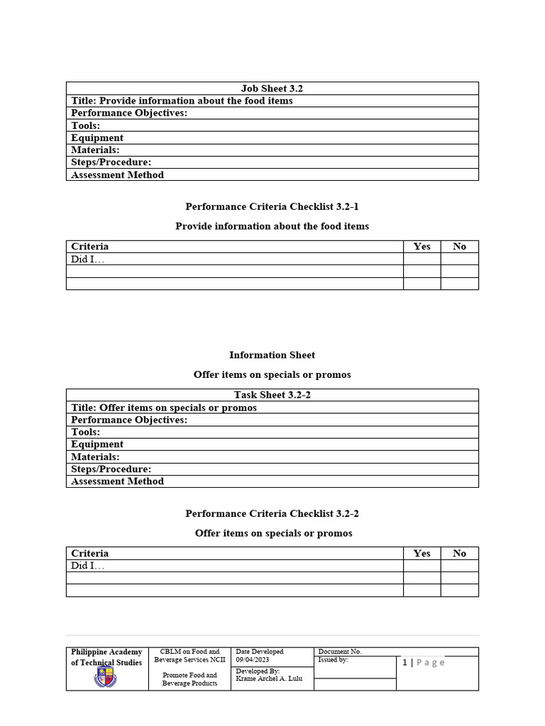 Job Sheet Core 3 LO2 | PDF