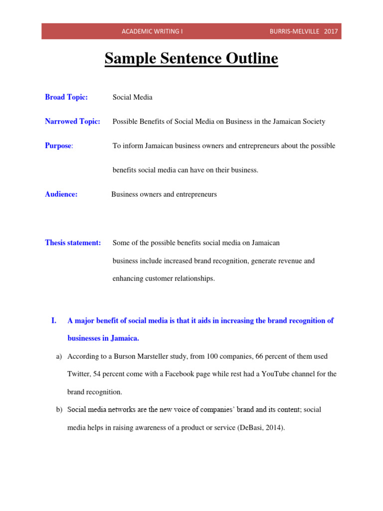 Sample Sentence Outline for Students | PDF | Popular Culture & Media ...