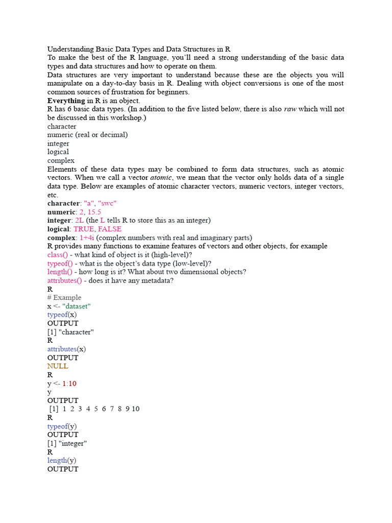 Understanding Basic Data Types and Data Structures in R | PDF | Data ... Understanding Basic Data Types and Data Structures in R | PDF | Data ...