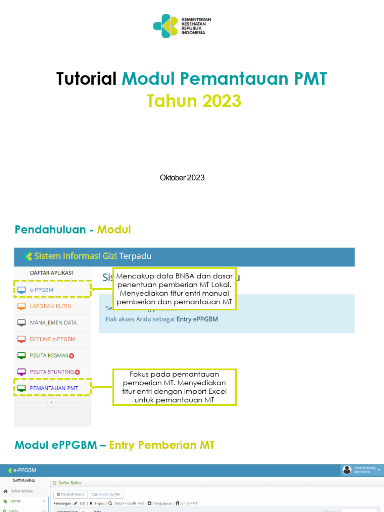 2023-Tutorial Modul Pemantauan PMT | PDF