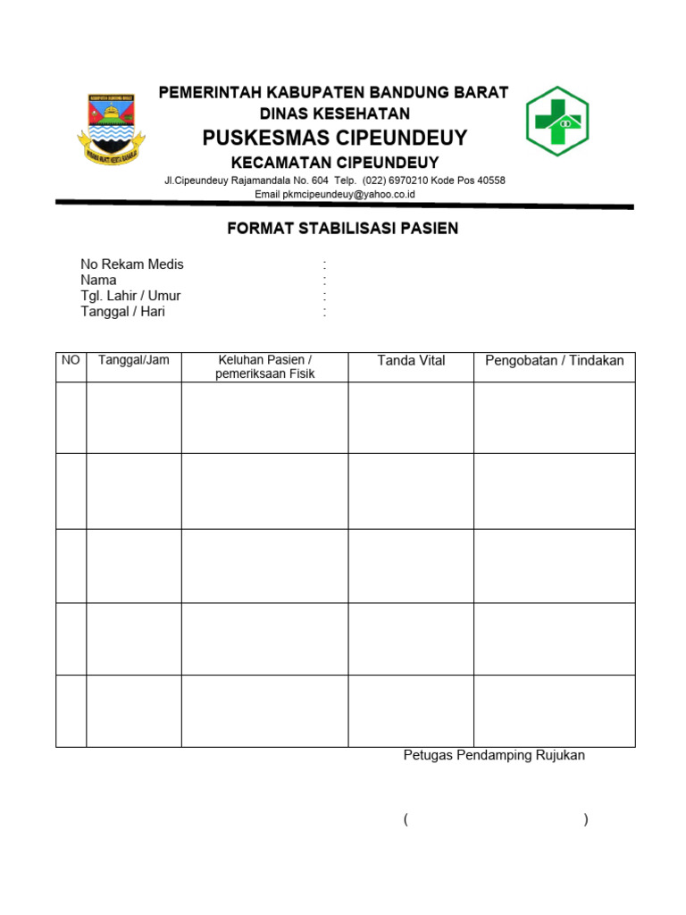 Form Stabilisasi Pasien | PDF