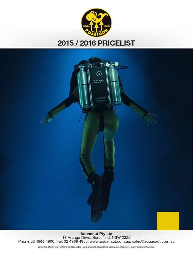 2016-Poseidon 2015 2016 Pricelist RRP v1.02 | PDF | Scuba Diving ...