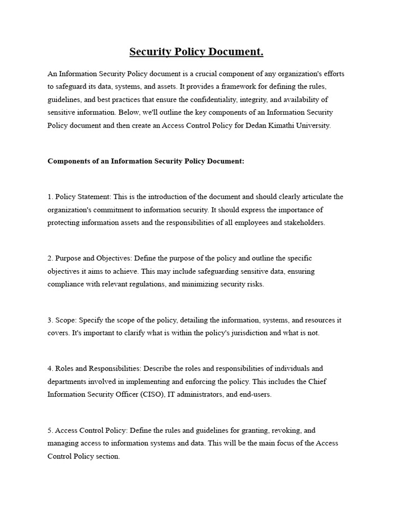 Security Policy Document | PDF | Information Security | Access Control Security Policy Document | PDF | Information Security | Access Control