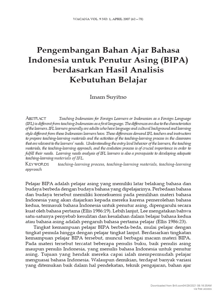 (24076899 - Wacana) Pengembangan Bahan Ajar Bahasa Indonesia Untuk ...