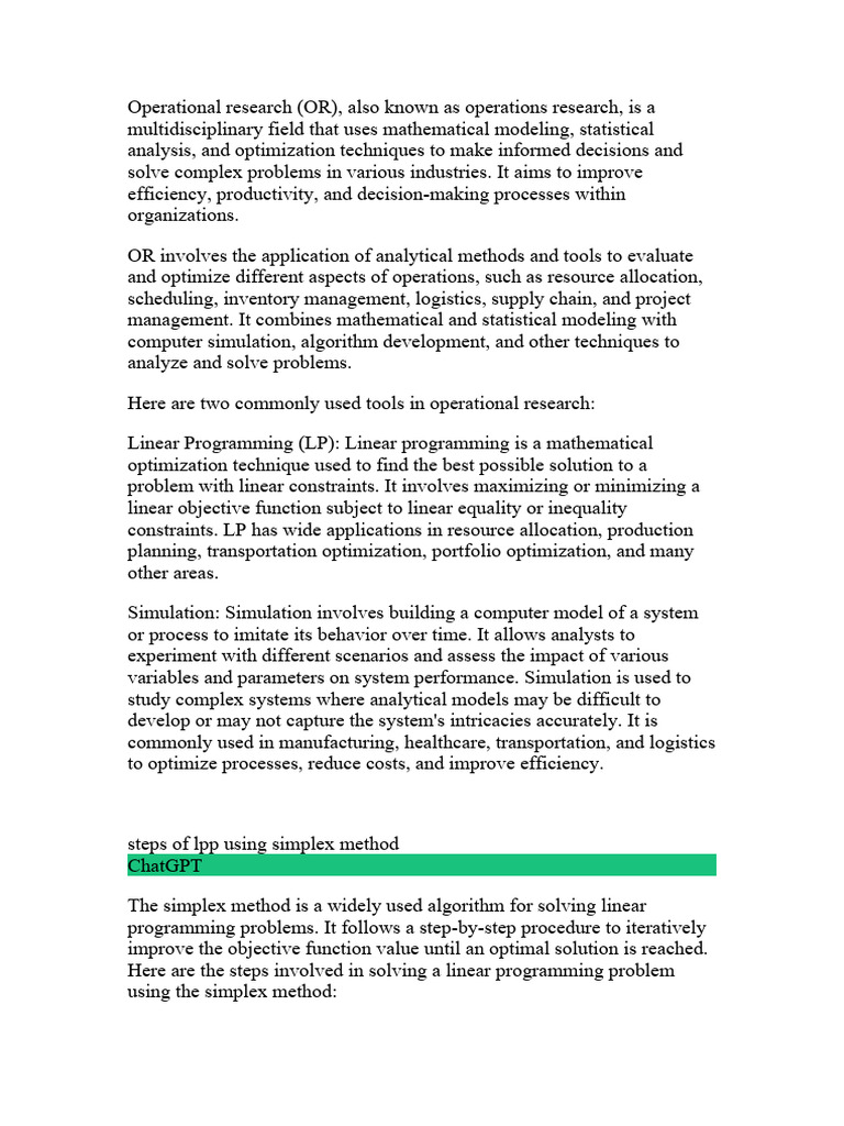 Operational Research Notes | PDF | Mathematical Optimization | Linear ...
