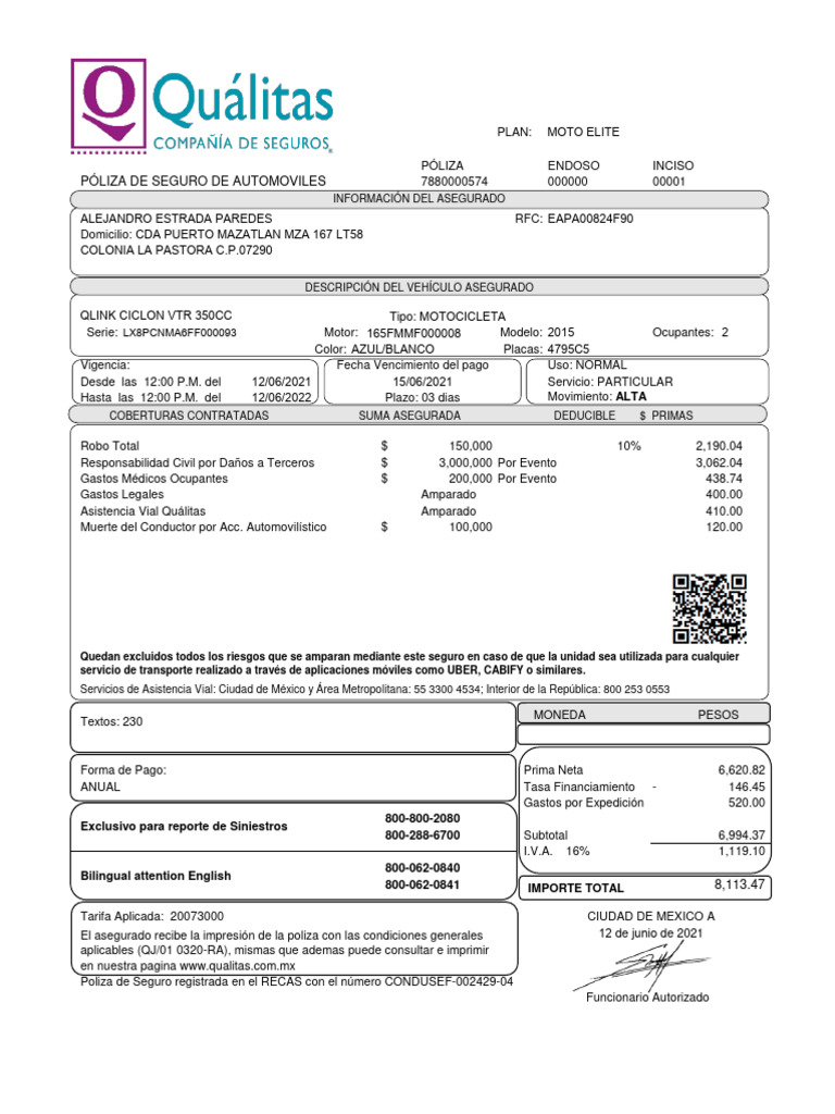 Qualitas Nuevo | PDF | Póliza de seguros | Seguro