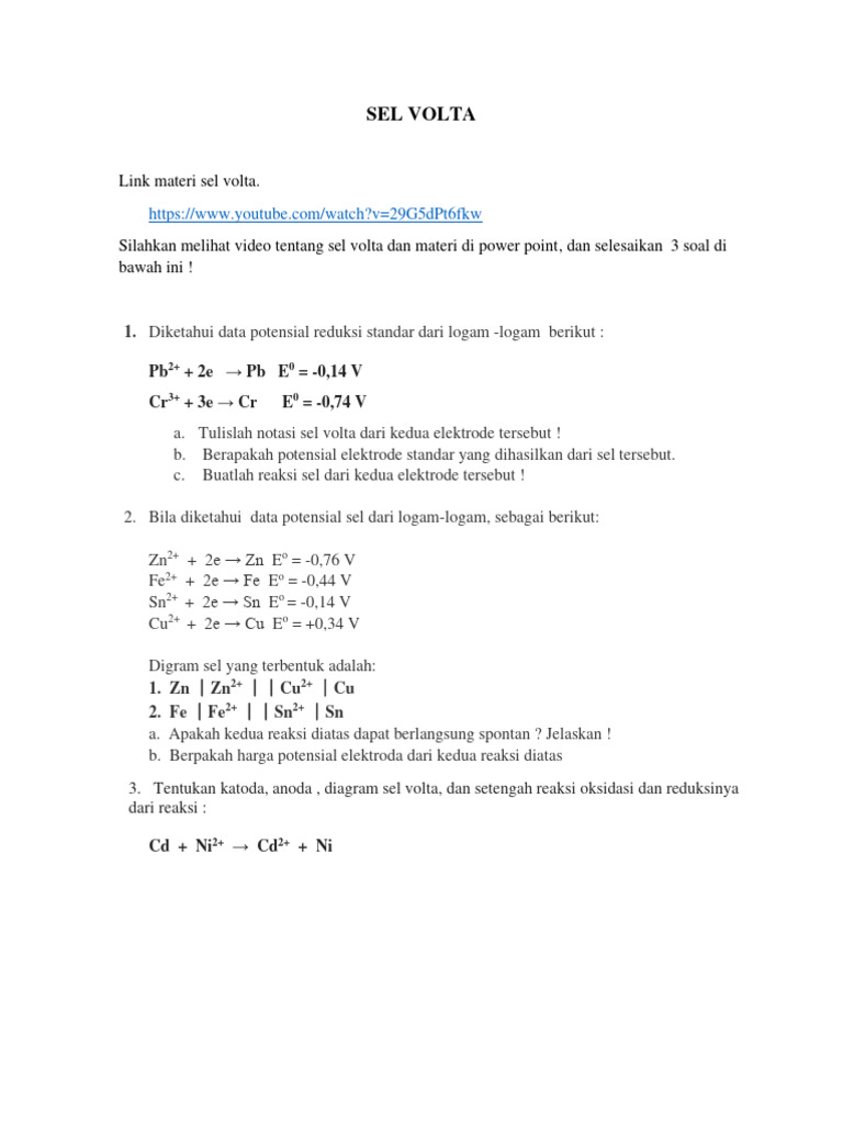 Notasi dan Reaksi Sel Volta | PDF | Sains & Matematika