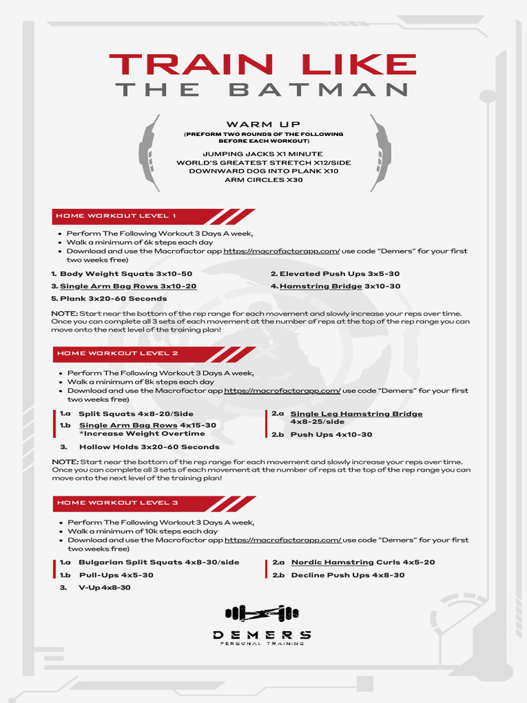 Batman Home Workout Routine Guide | PDF