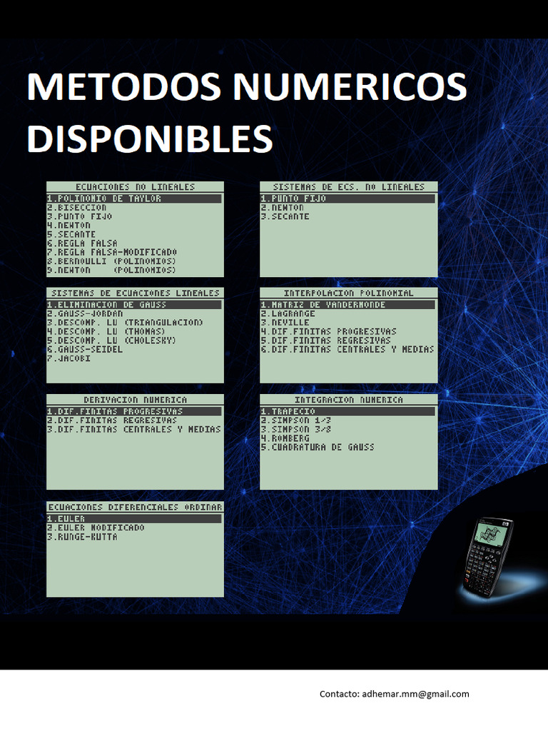 HP50g Métodos Numéricos Análisis Numérico Manual MAT373 | PDF | Derivado | Matemáticas