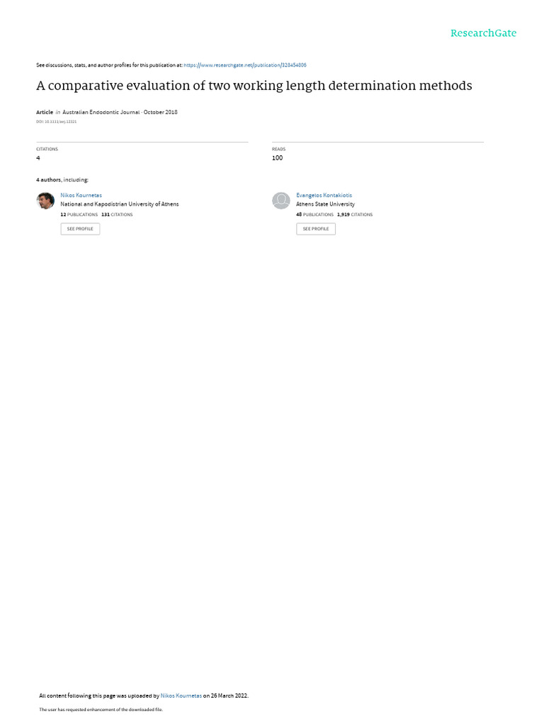 A Comparative Evaluation Of Two Working Length Determination Methods Pdf