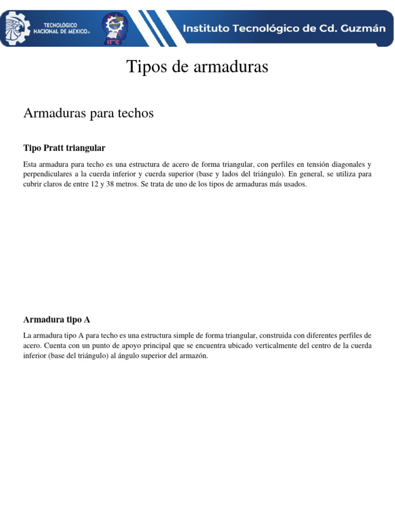 Tipos de Armaduras | PDF | Braguero | Ingeniería estructural