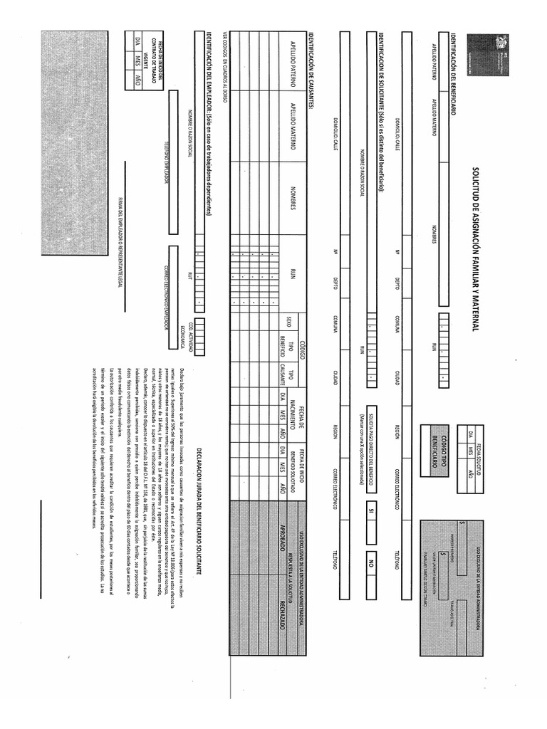 Formulario Solicitud Asignacion Familiar y Materna Ips | PDF
