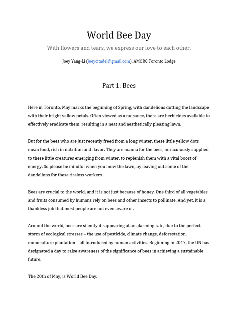Celebrating World Bee Day 2023 | PDF | Religion & Spirituality