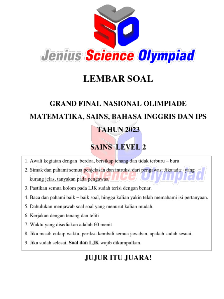 Soal Grand Final Jso Sains Level 2 | PDF