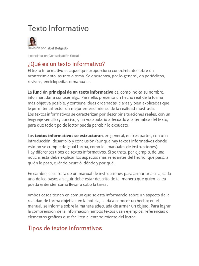 Texto Informativo | PDF | Conocimiento | Información