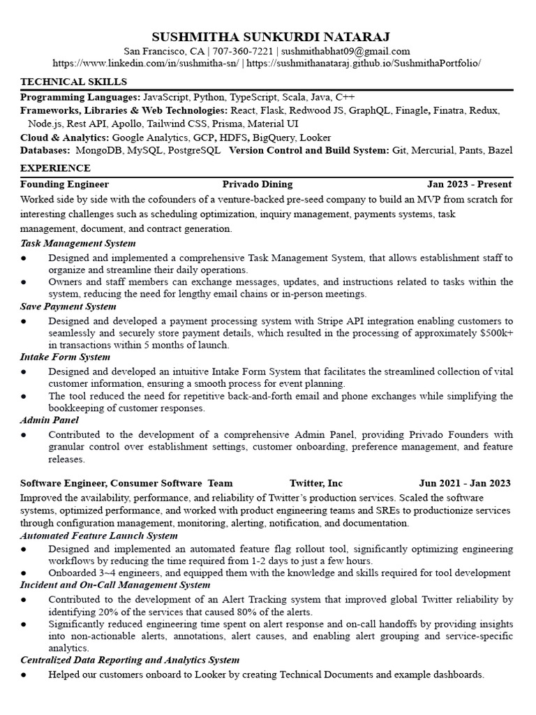 SushmithaNataraj Resume | PDF | Data Management | Computer Programming