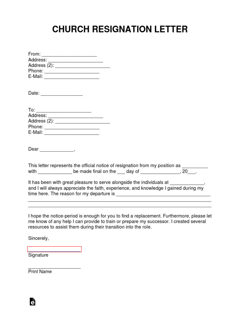Church Resignation Letter Template | PDF