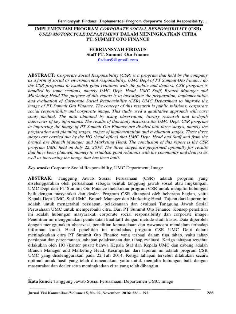 Penerapan CSR | PDF | Corporate Social Responsibility | Business Economics