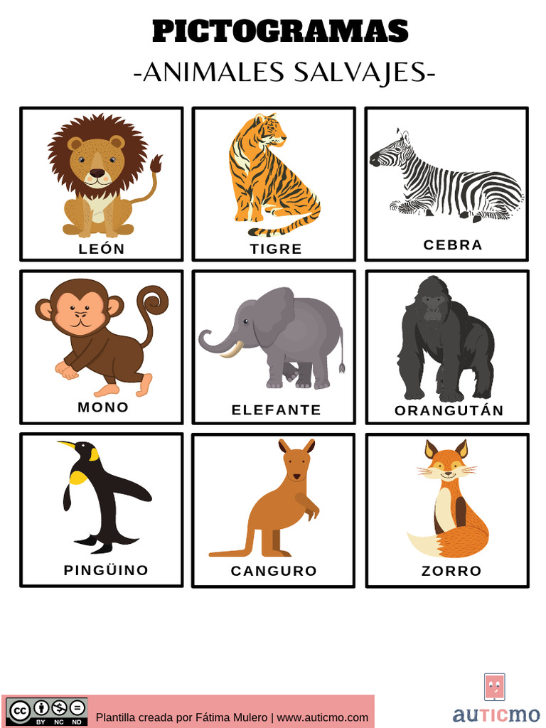 Pictogramas Animales Salvajes Auticmo-1 | PDF