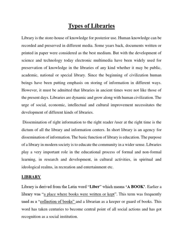 Types of Library | Download Free PDF | Libraries | University