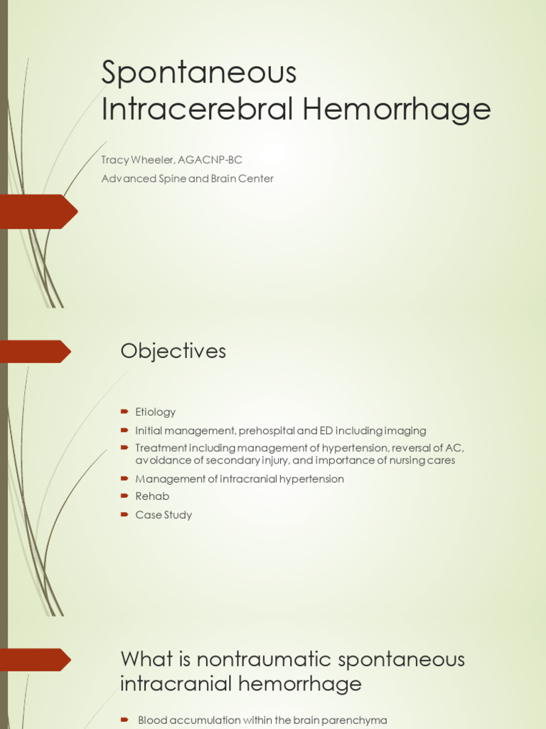 Spontaneous Intracerebral Hemorrhage | PDF | Medicine | Diseases And ...