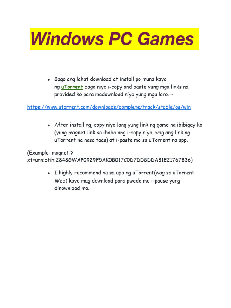 Windows PC Games | PDF | Software