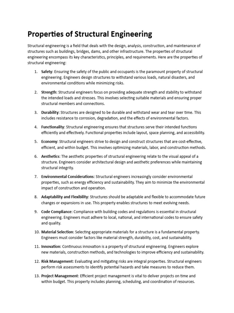 Properties of Structural Engineering | PDF
