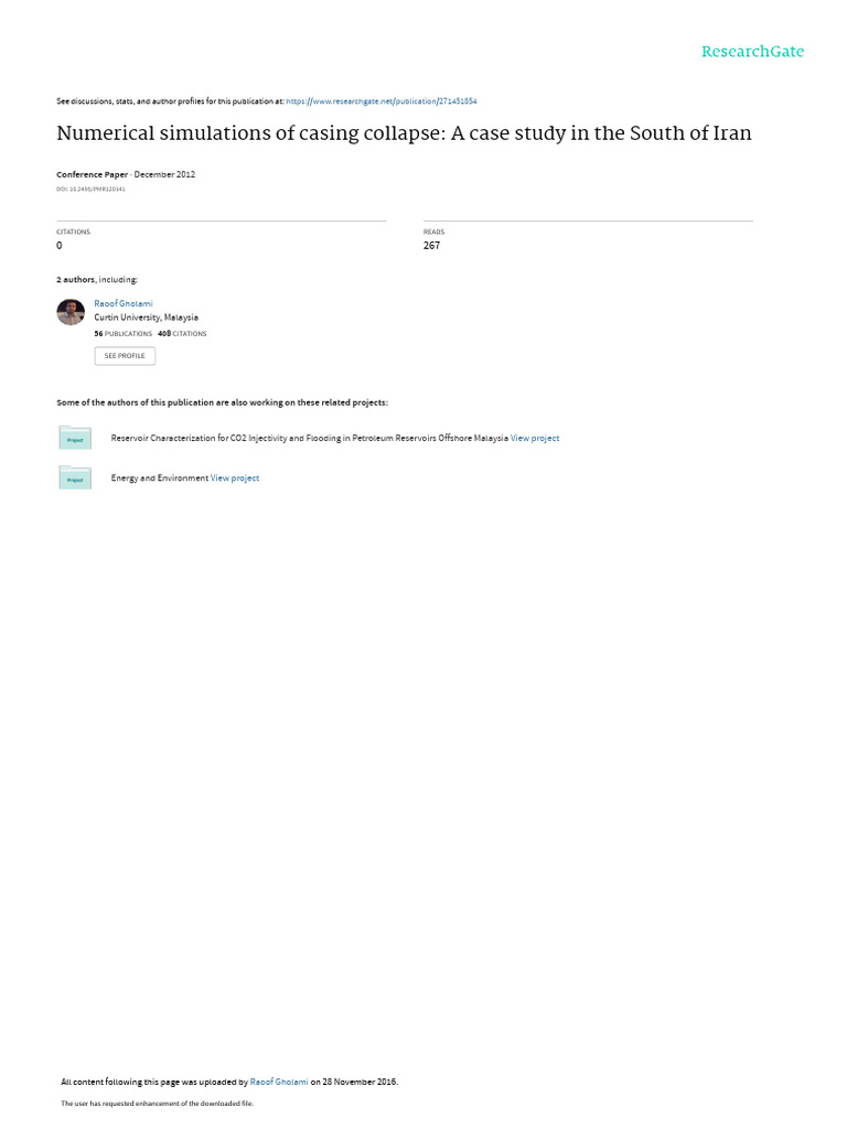 Numerical Simulations of Casing Collapse A Case ST | PDF | Casing ...