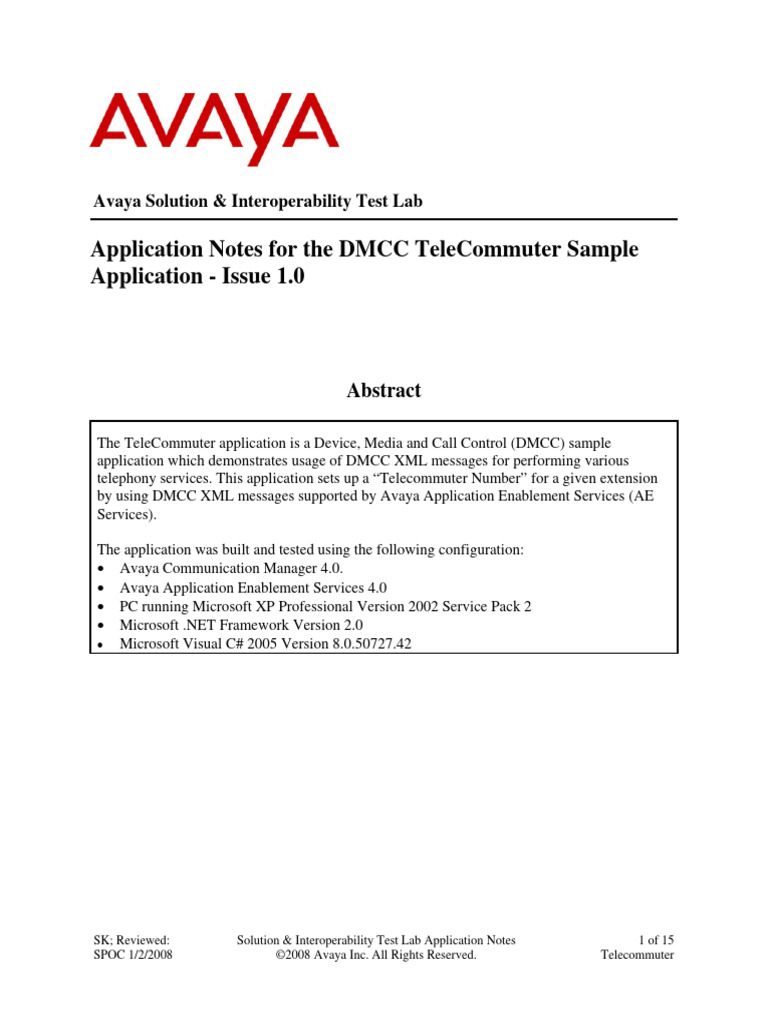 DMCC CSharp Telecommuter Sample Code Documentation | PDF | Xml | Computer File