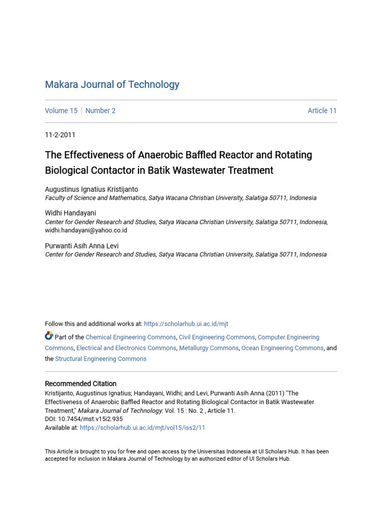 The Effectiveness of Anaerobic Baffled Reactor and Rotating Biolo | PDF | Sewage Treatment ...