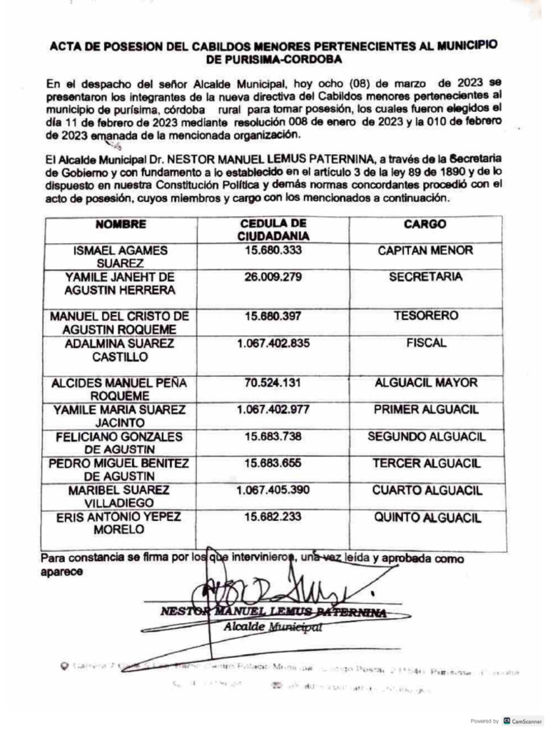 Acta de Posesion | PDF