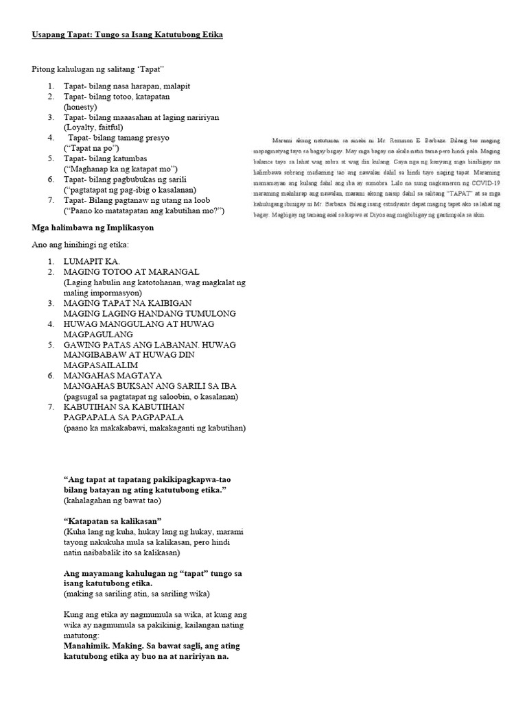 Usapang Tapat | PDF