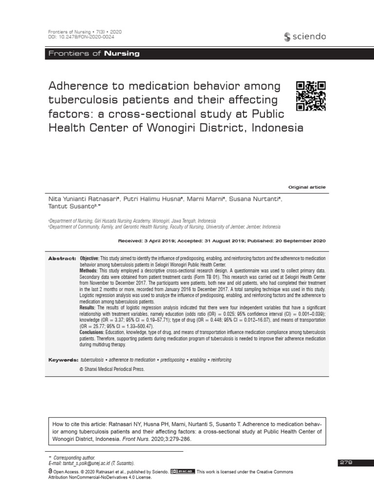 Adherence To Medication Behavior Among Tuberculosi | PDF | Tuberculosis | Hepatitis