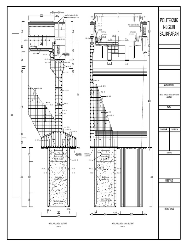 Detail Penulangan Abutment | PDF