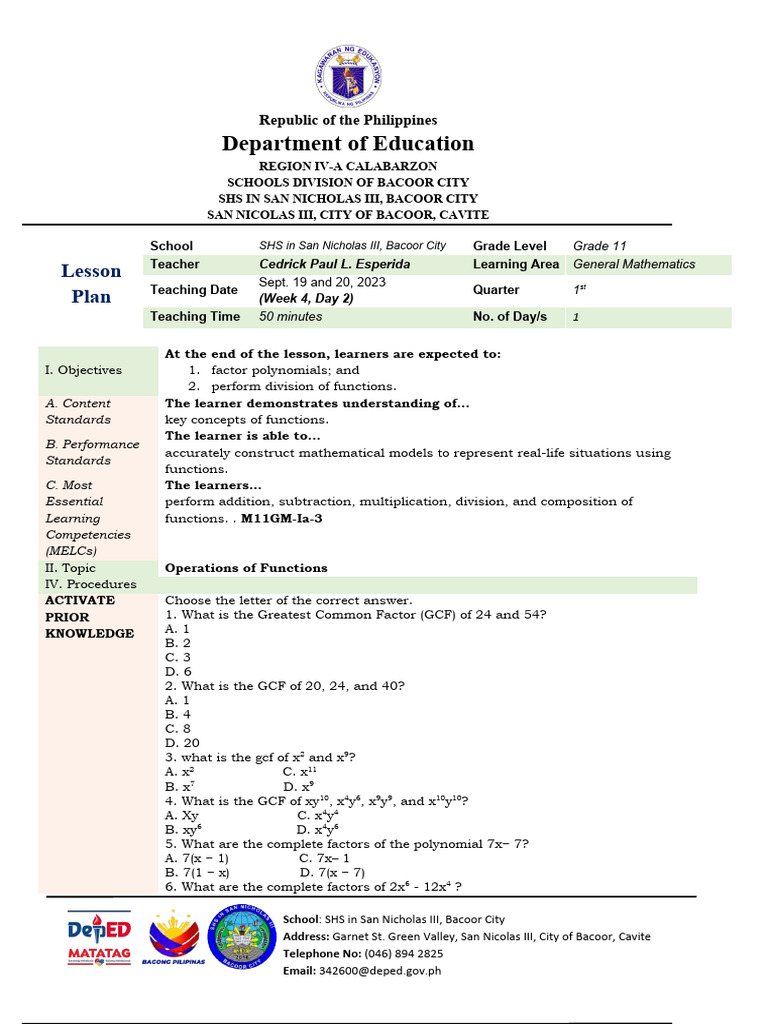 Division of Functions LP | PDF | Factorization | Mathematical Analysis