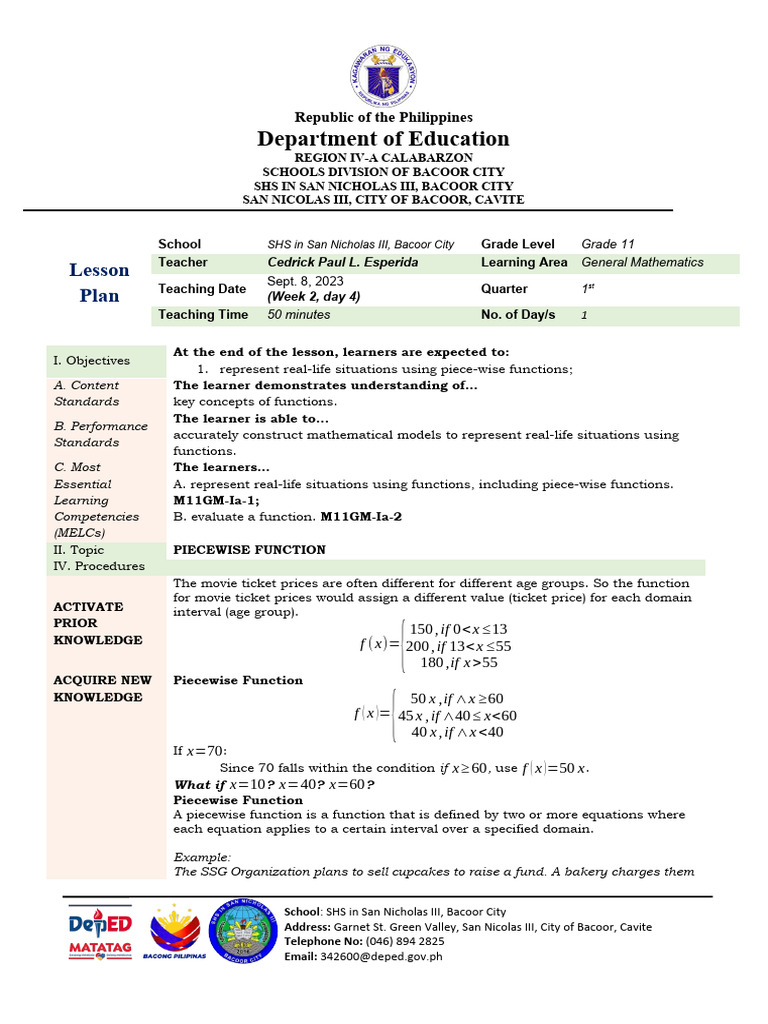 DLP - Genmath 1ST Sem 1STQ Day3 | PDF | Learning | Behavior Modification