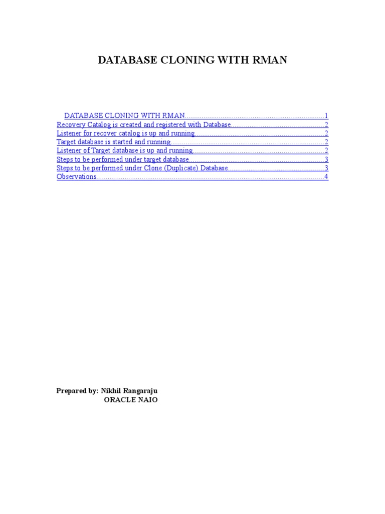 CLONING DATABASE Using RMAN | PDF | Information Retrieval | Computing