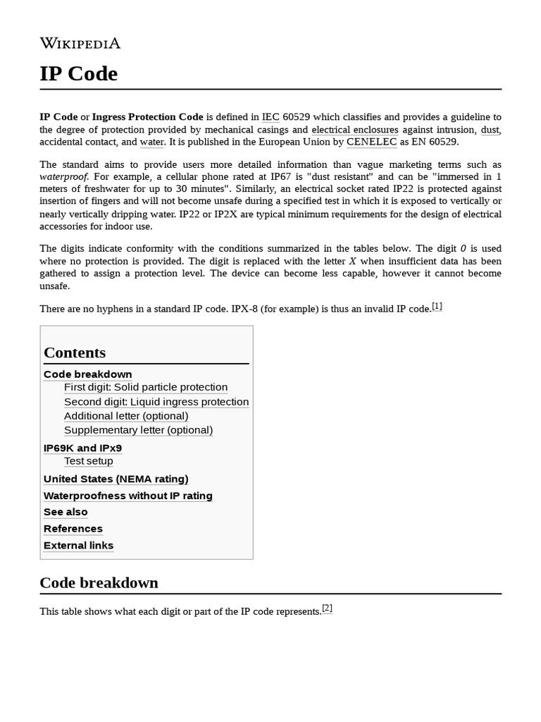 IP Code | PDF | Electrical Engineering | Electricity