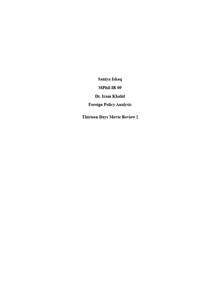 Thirteen Days Movie Review FPA | PDF | Global Politics | Military