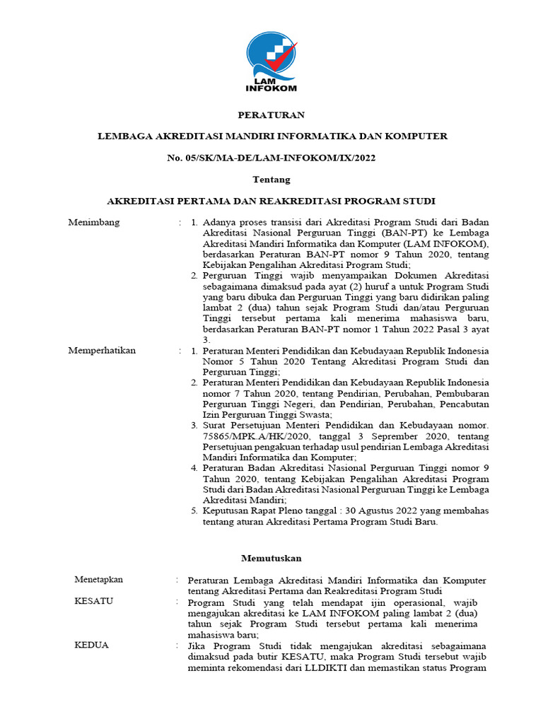 Lam Infokom Akreditasi-Pertama-Program-Studi-Baru | PDF
