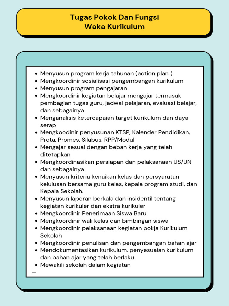 Tugas Pokok Dan Fungsi Waka | PDF | Karier & Perkembangan